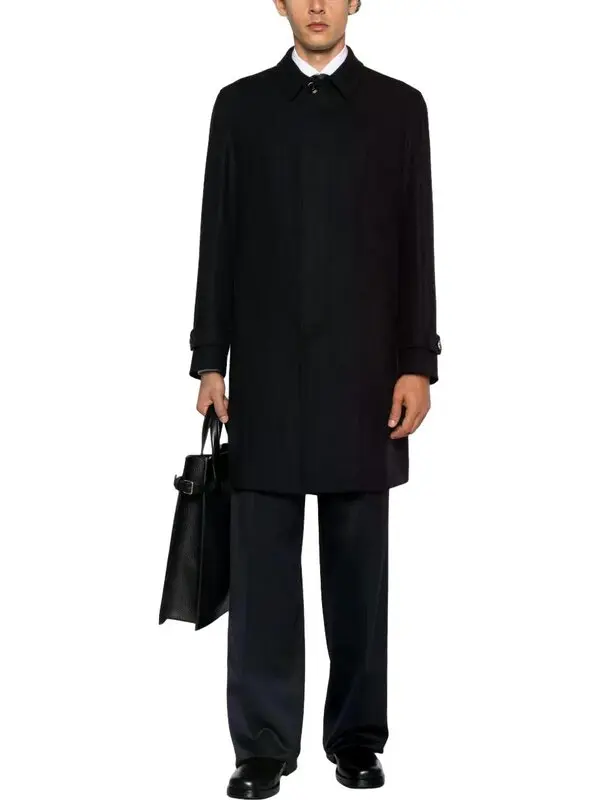 LARDINI Single-breasted Herringbone Coat - Blue