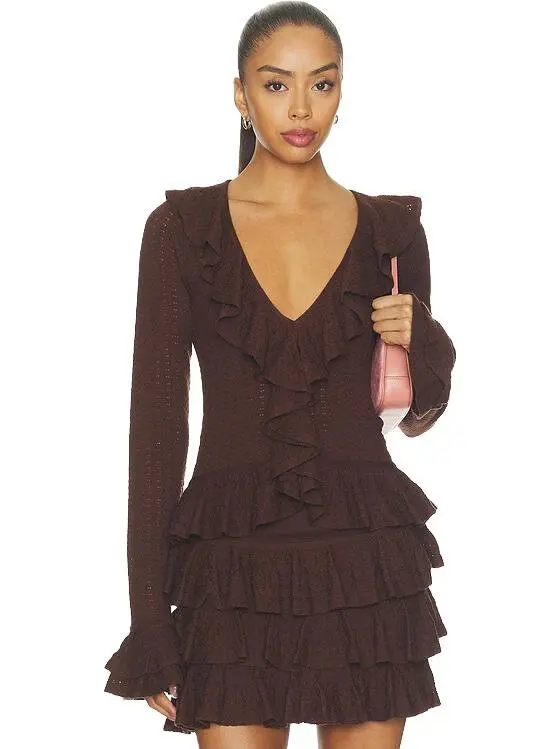 Show Me Your Mumu Marley Top With Ruffle Trim - Brown