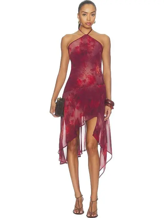 RUNAWAY THE LABEL Angeline Handkerchief Mini Dress - Red