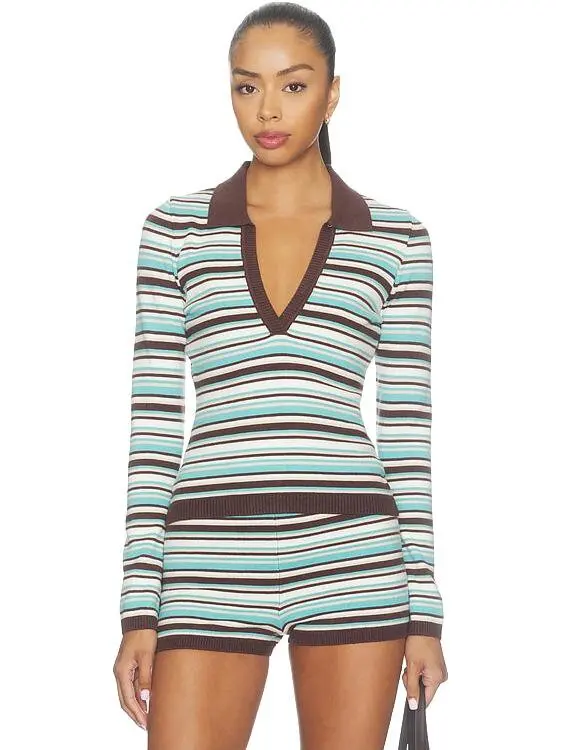SEVEN WONDERS Collared Long Sleeve Knit Top - Multi