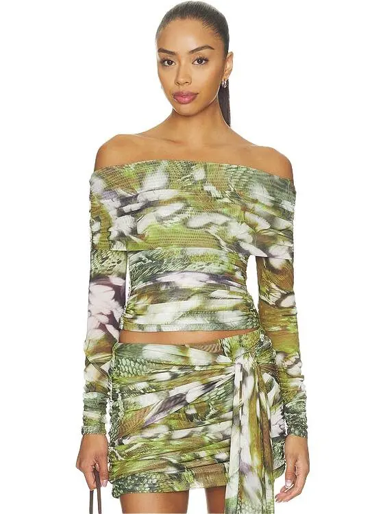 AFRM Coyle Off-the-shoulder Mesh Top - Multi