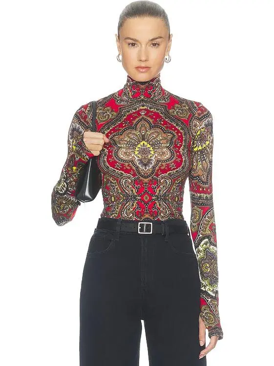 Alice + Olivia Delaina Longsleeve Turtleneck Top - Multi