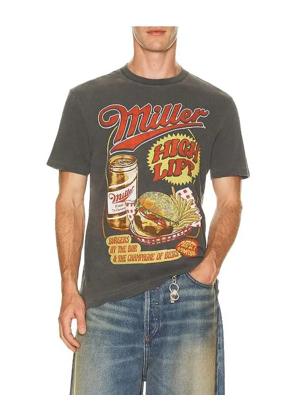 Junk Food Miller Burger And Beer Vintage Tee In . Also - Black
