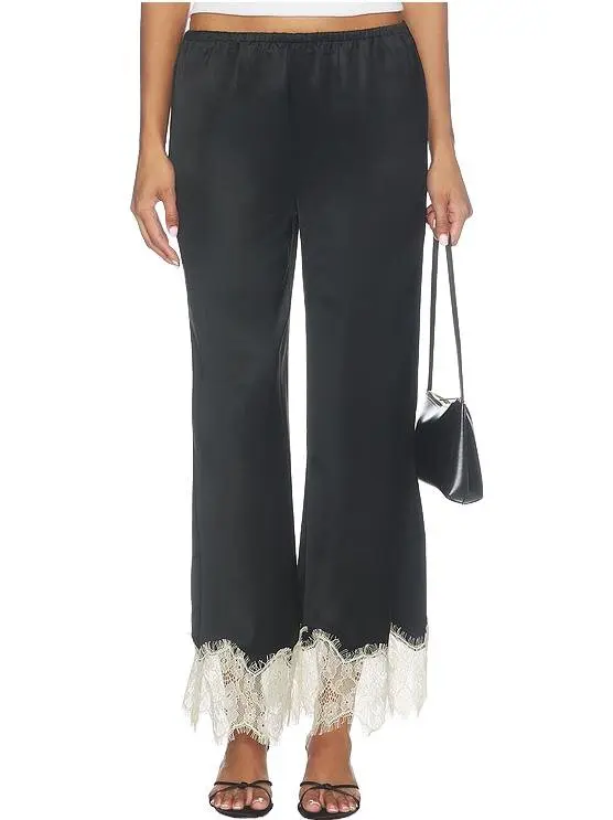 SIMONMILLER Nella Satin Lace Pant - Black