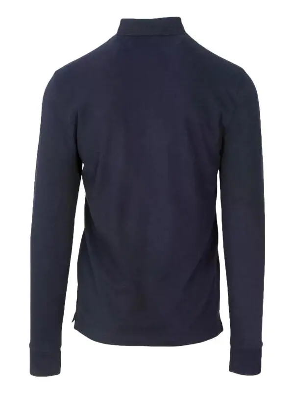 Armani Exchange Long-sleeve Logo-embroidered Polo Shirt - Blue