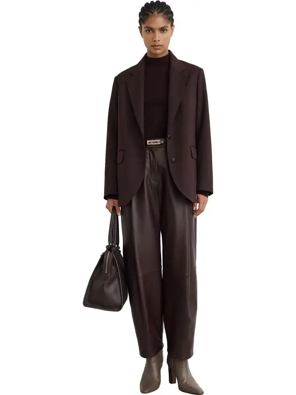 REISS Stretch-twill Relaxed Single-breasted Blazer - Grape