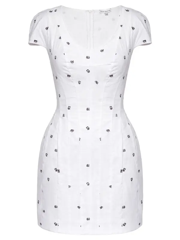 POST MERIDIEM Sculpted Seam Cotton Mini Dress - White