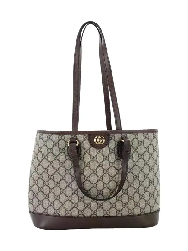 Gucci Ophidia Top Handle Shopping Gg Coated Canvas And Leather Small Tote Bag - Brown