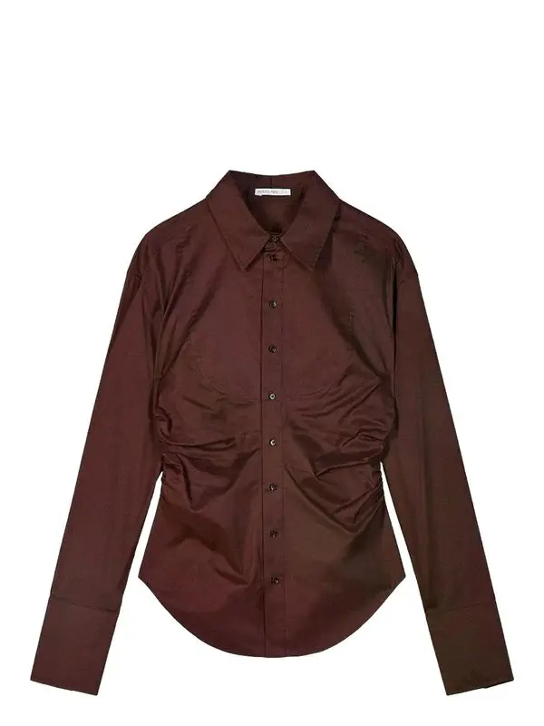 Patrizia Pepe Ruched Long-sleeve Shirt - Brown