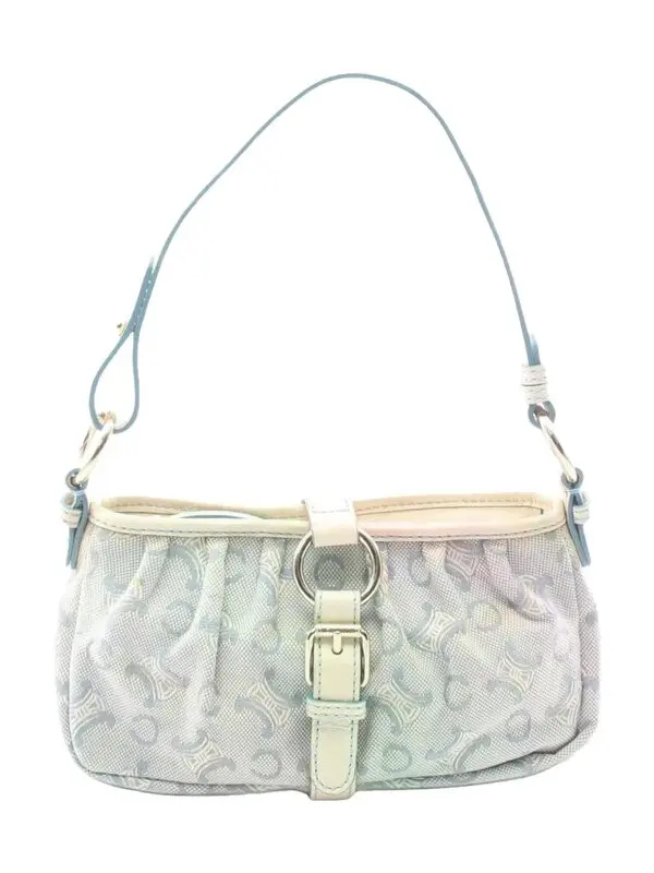 Celine 2000s Paris Macadam Buckle Shoulder Bag - Blue