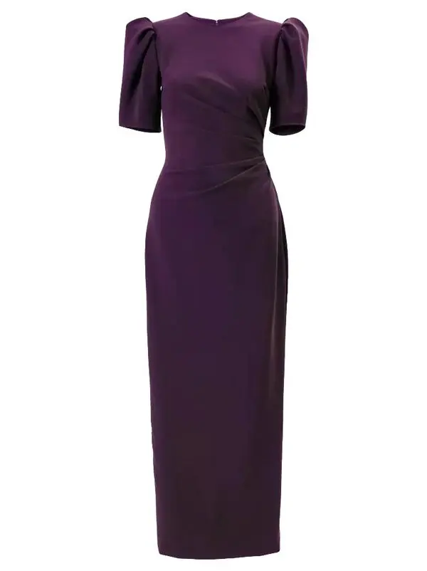 Carolina Herrera Puff-sleeve Gathered Midi Dress - Purple
