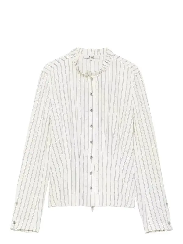 Maje Striped Victorian-collar Blouse - White