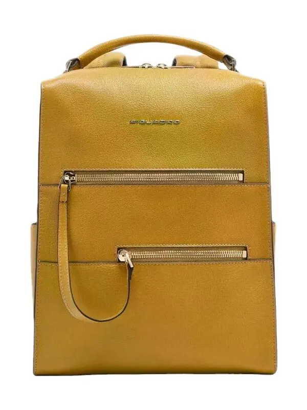 PIQUADRO Leather Backpack - Yellow