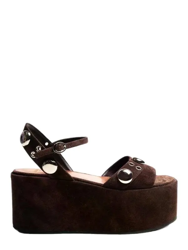 VALENTINO RED Nellcote Embellished Wedge Sandals - Brown