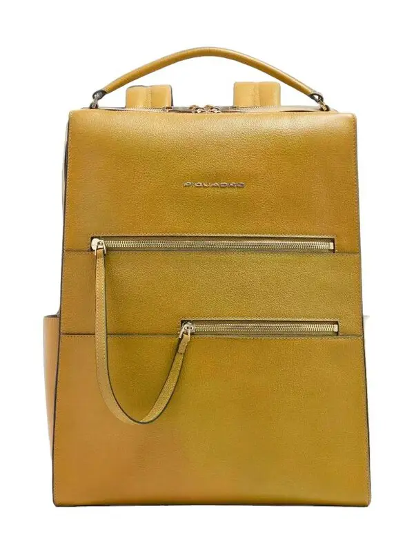 PIQUADRO Patricia Leather Laptop Backpack - Yellow