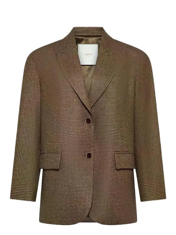 CRUNA Monia Houndstooth-pattern Blazer - Brown