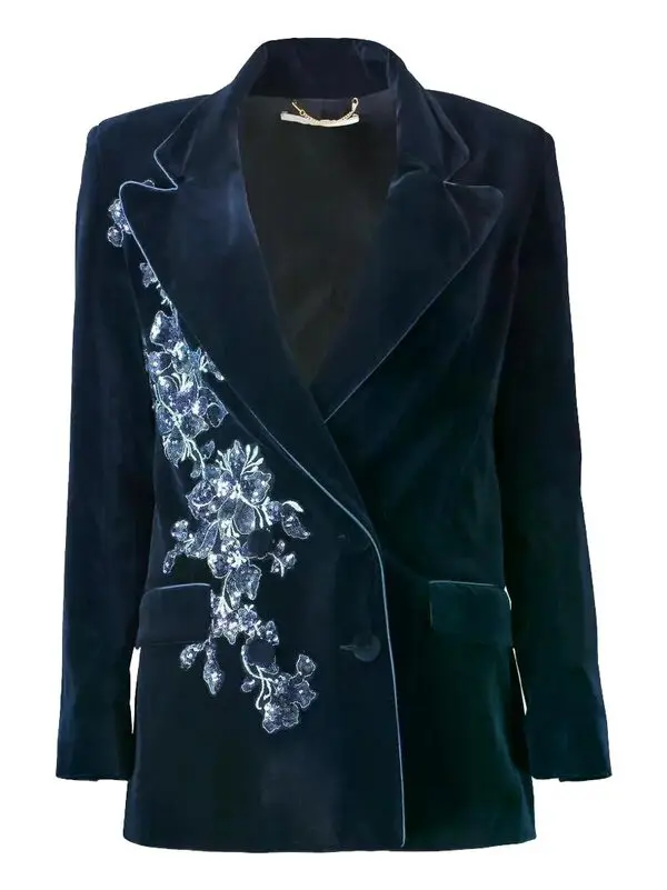 Borgo De Nor Quinn Sequin-embellished Velvet Blazer - Blue