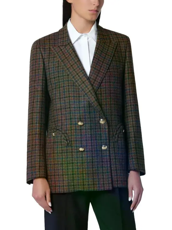 BLAZÉ MILANO Amandira Everyday Check-pattern Wool Blazer - Brown