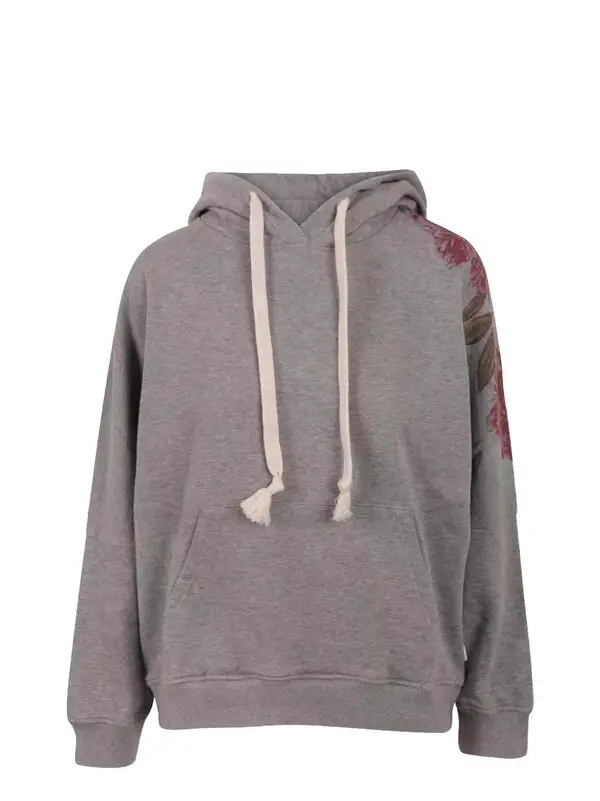 NOUMENO CONCEPT Floral-print Logo-print Hoodie - Grey