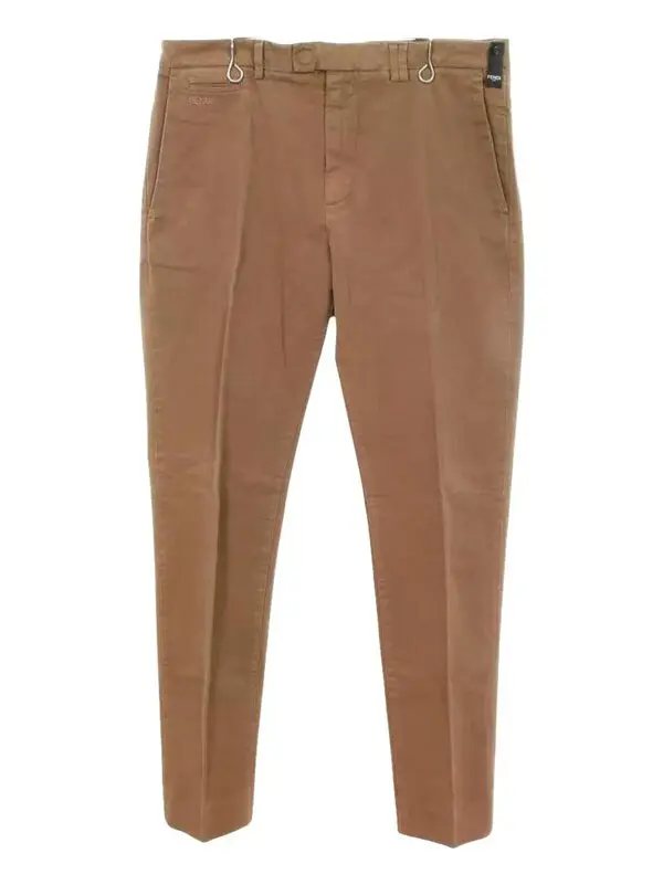 Fendi 2010s Logo Embroidered Trousers - Brown