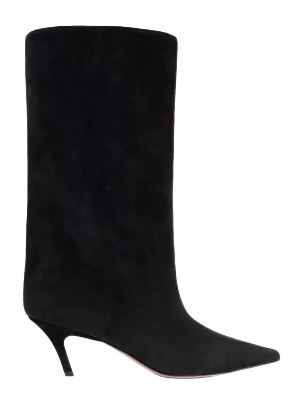 Amina Muaddi Pointed-toe Suede Boots - Black