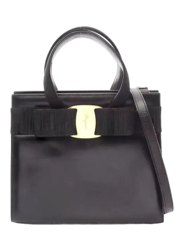 FERRAGAMO 2010s Vara Ribbon Tote Bag - Black