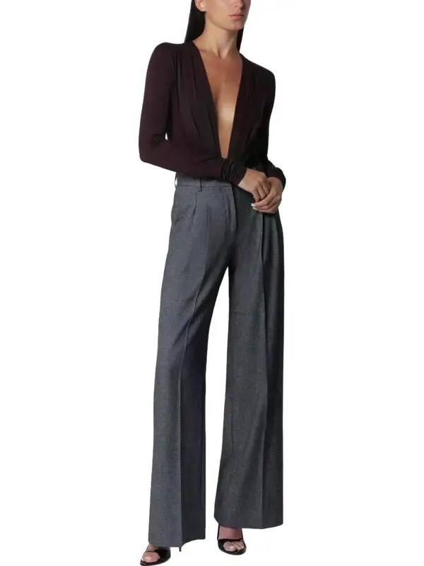 Andamane Zelda Deep V-neck Bodysuit - Brown