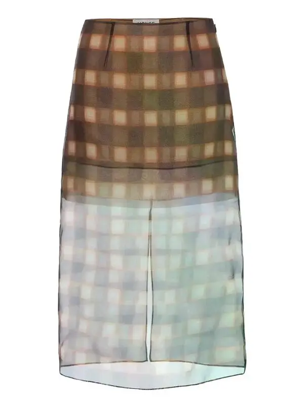 Monse Check-pattern Sheer Midi Skirt - Brown