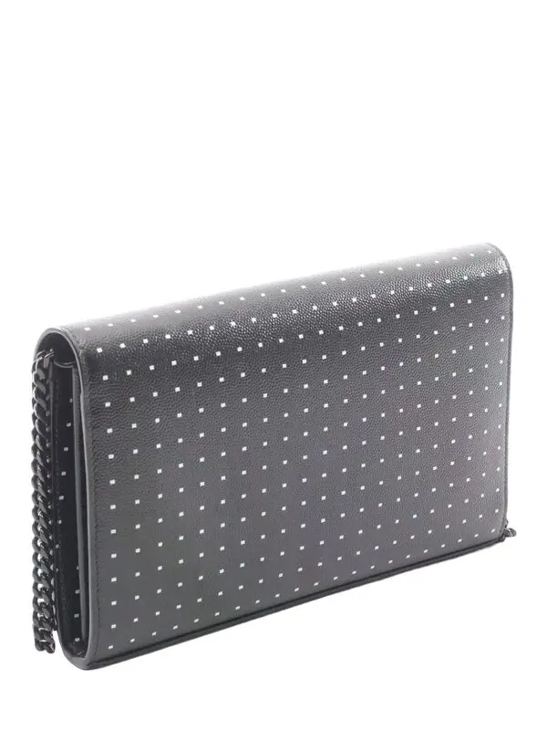 Saint Laurent 2010s Cassandre Polka Dot Chain Clutch Bag - Black
