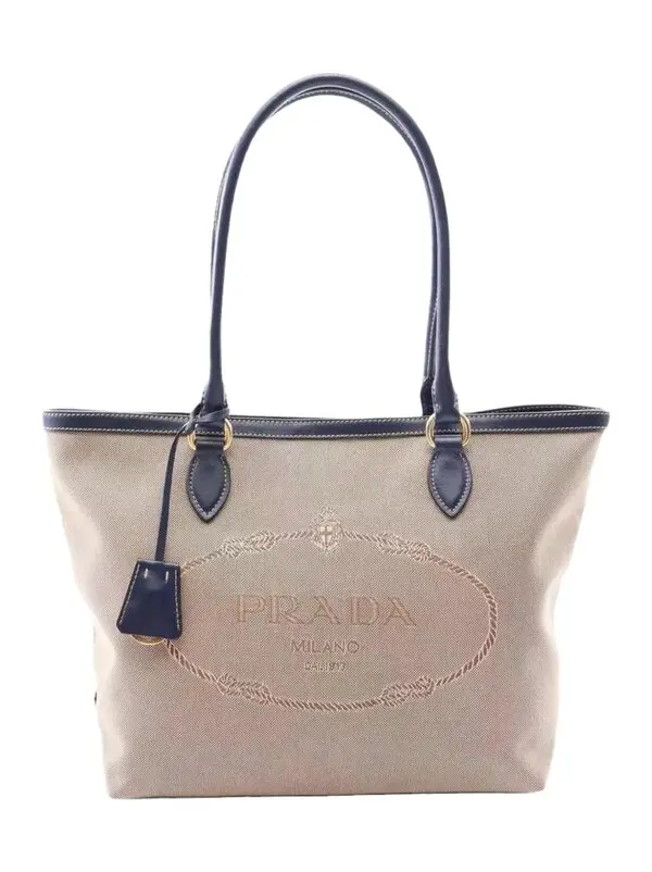 Prada 2010s Logo-print Tote Bag - Neutrals