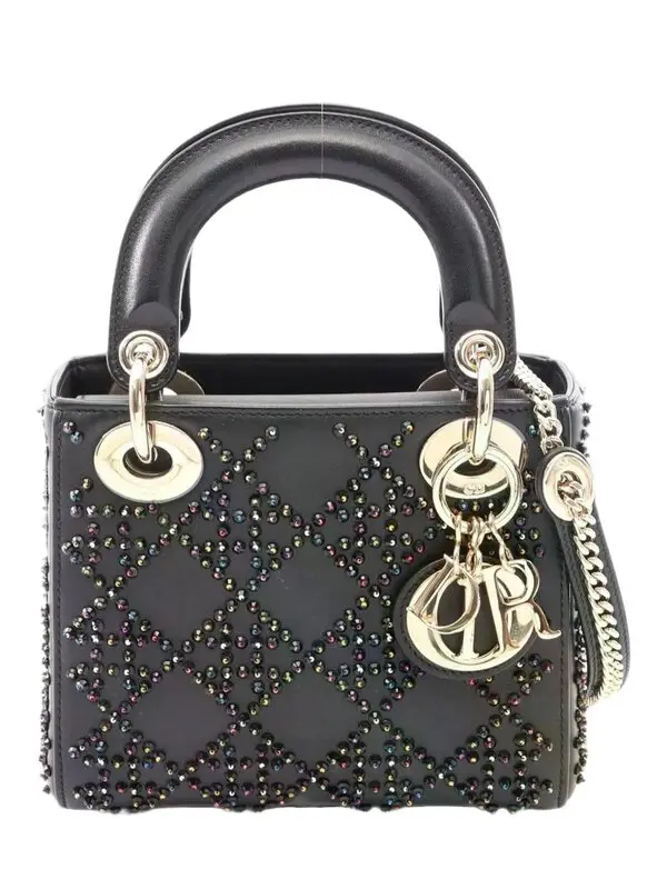 Dior 2010s Mini Lady Beaded Handbag - Black