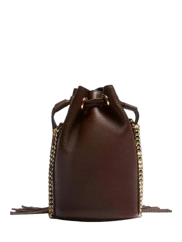 LANCEL Tassel-embellished Chain-link Bucket Bag - Brown