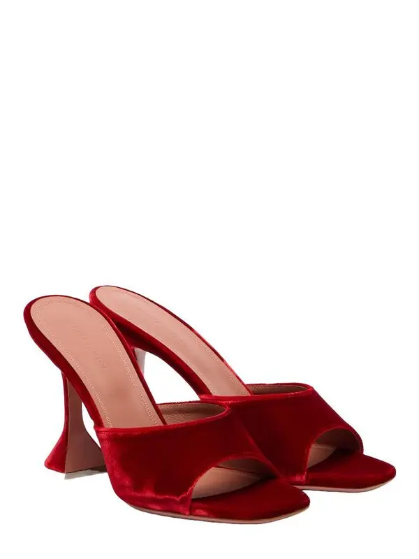 Amina Muaddi Lupita Velvet Mules - Red