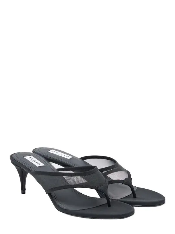 Alaïa Mesh Thong Sandals - Black