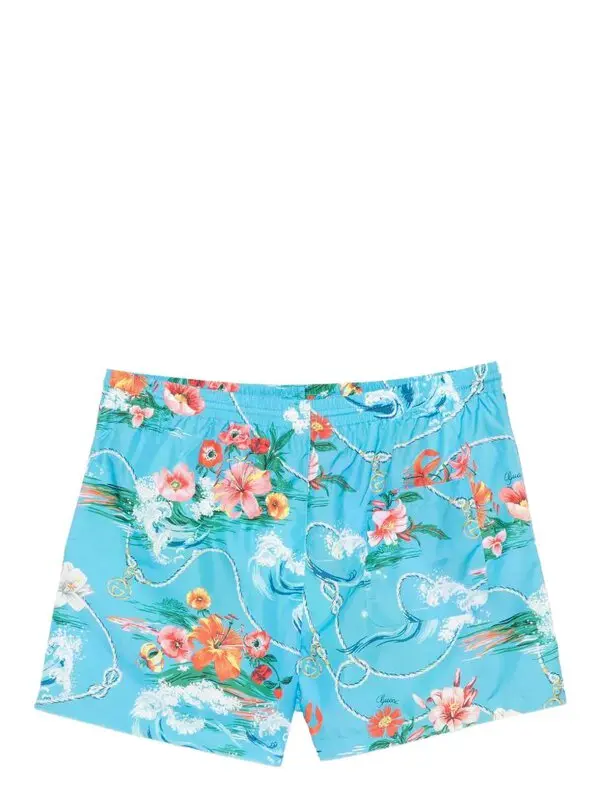 Gucci Floral-print Swim Shorts - Blue