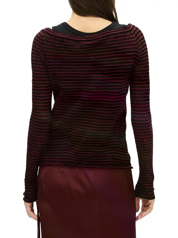 ANN DEMEULEMEESTER Nelle Striped Tie-fastening Cardigan - Red