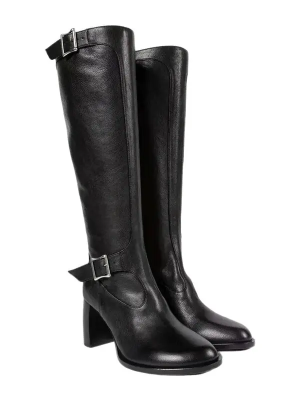 ANN DEMEULEMEESTER Buckle-detail Leather Boots - Black