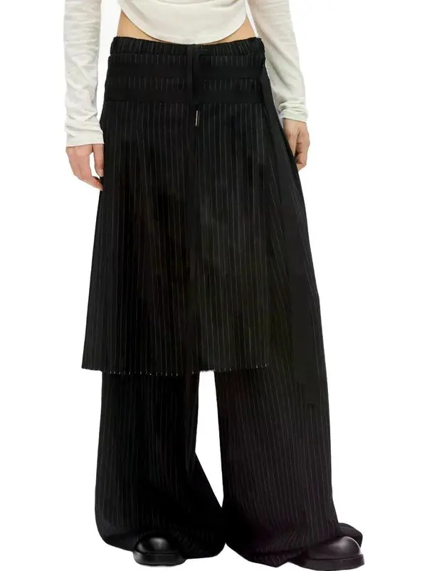 ANN DEMEULEMEESTER Marke Chalk-stripe Layered Trousers - Black