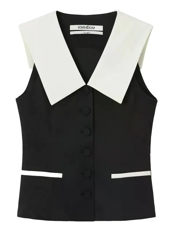 KIMHEKIM Malevich Sailor-collar Button-front Vest - Black