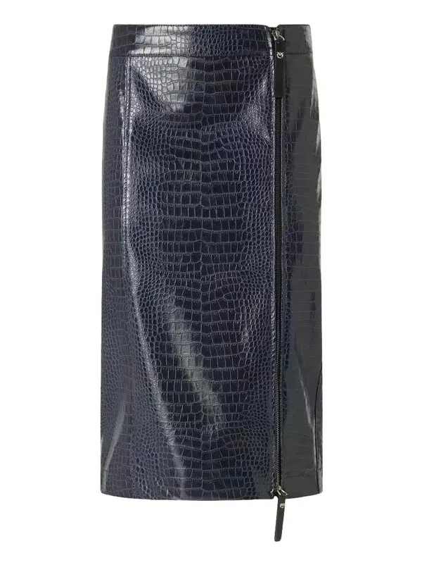 Pinko Croc-effect Zip-fastening Midi Skirt - Blue