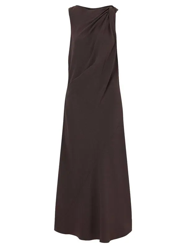 Theory Knotted Crepe Midi Dress - Brown