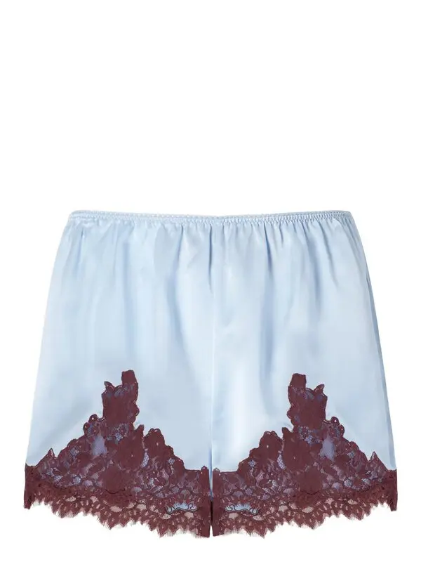 DÔEN Iona Lace-trimmed Silk Shorts - Blue