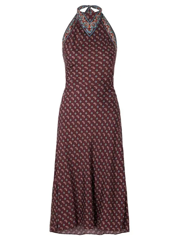 DÔEN Zilda Printed Halterneck Silk-blend Midi Dress - Multi
