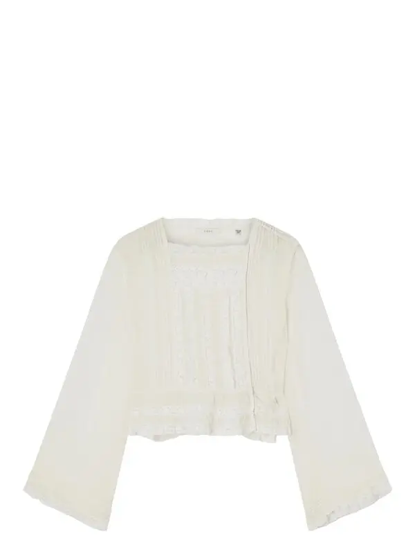 DÔEN Lace-trimmed Silk-chiffon Shirt - Neutrals