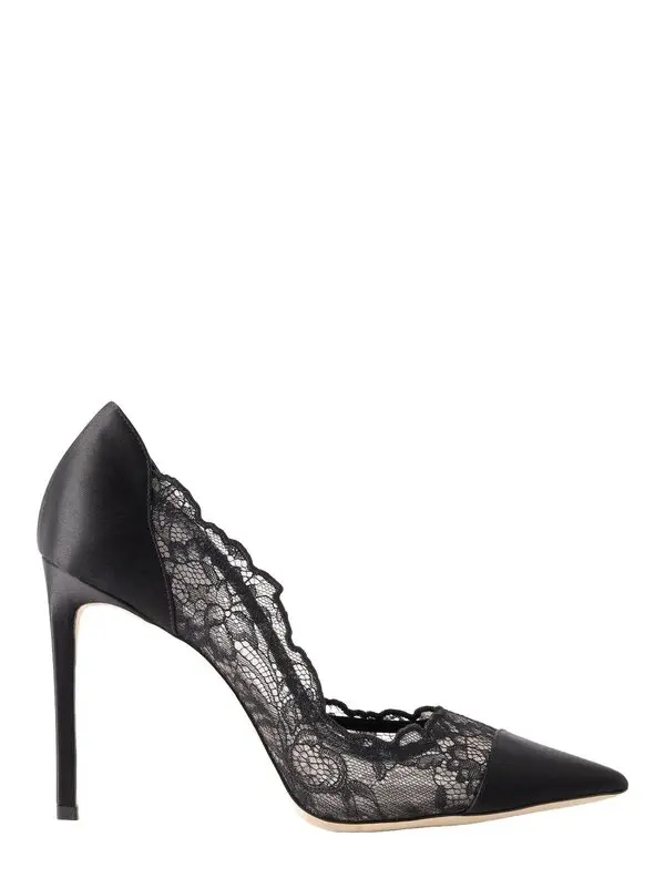 JIMMY CHOO Brigitte 100 Satin-trimmed Lace Pumps - Black
