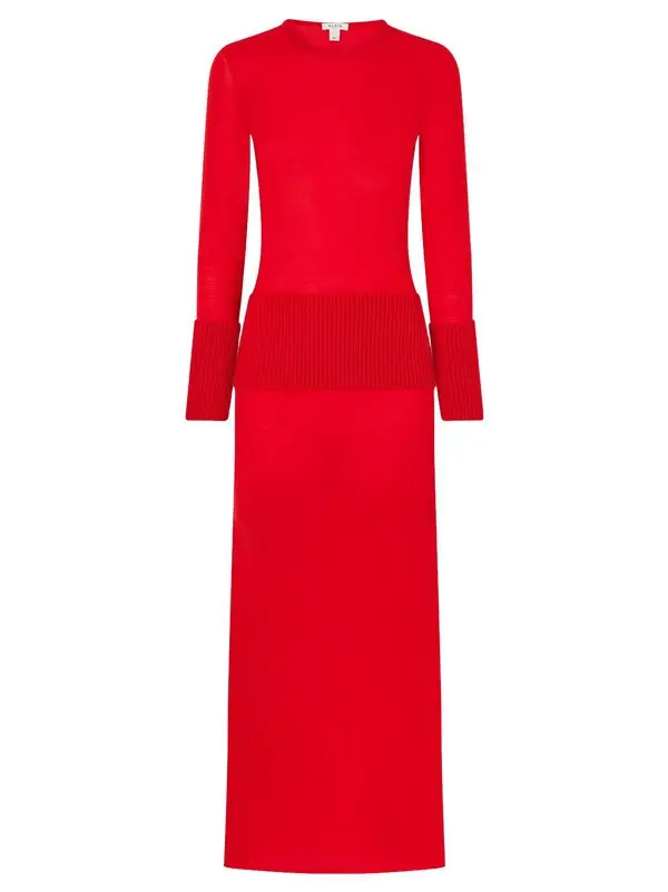 Alaïa Ribbed Wool Midi Dress - Red
