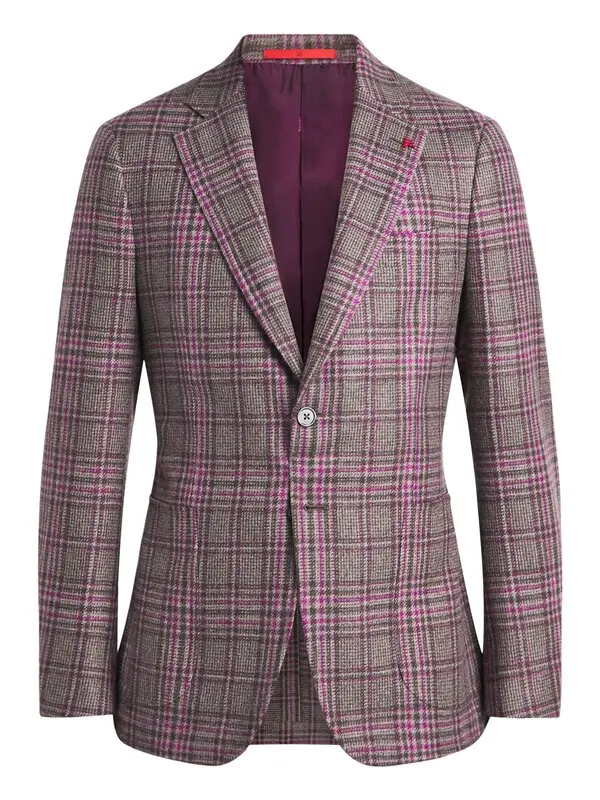 Isaia Cashmere Check Capri Blazer - Brown