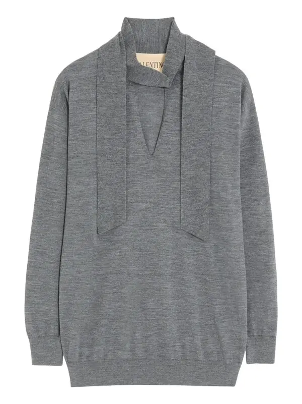 Valentino Garavani Wool Tie-neck Sweater - Brown