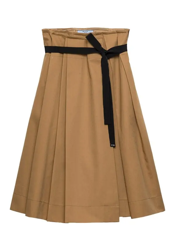 Prada Gabardine Pleated Skirt - Brown