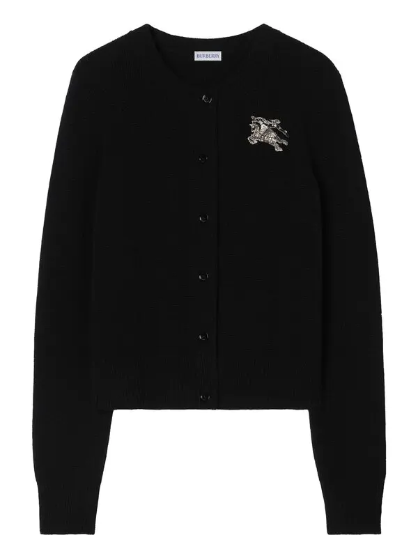 Burberry Wool-cashmere Ekd Cardigan - Black